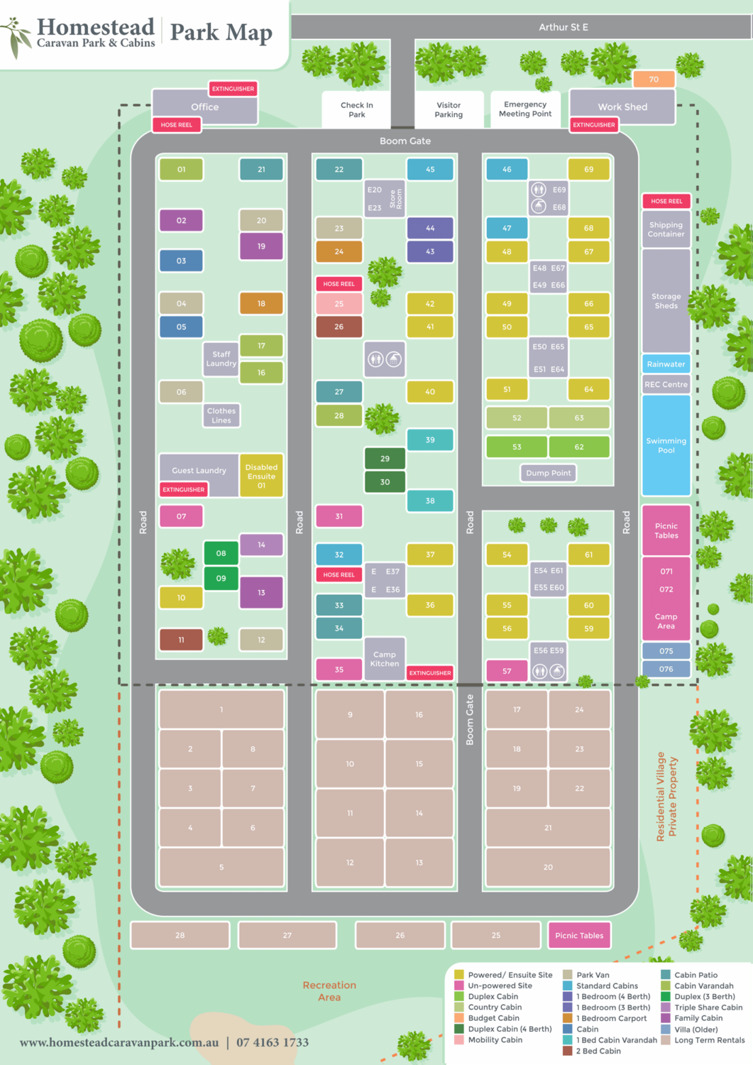 Park Map - Homestead Caravan Park and Cabins